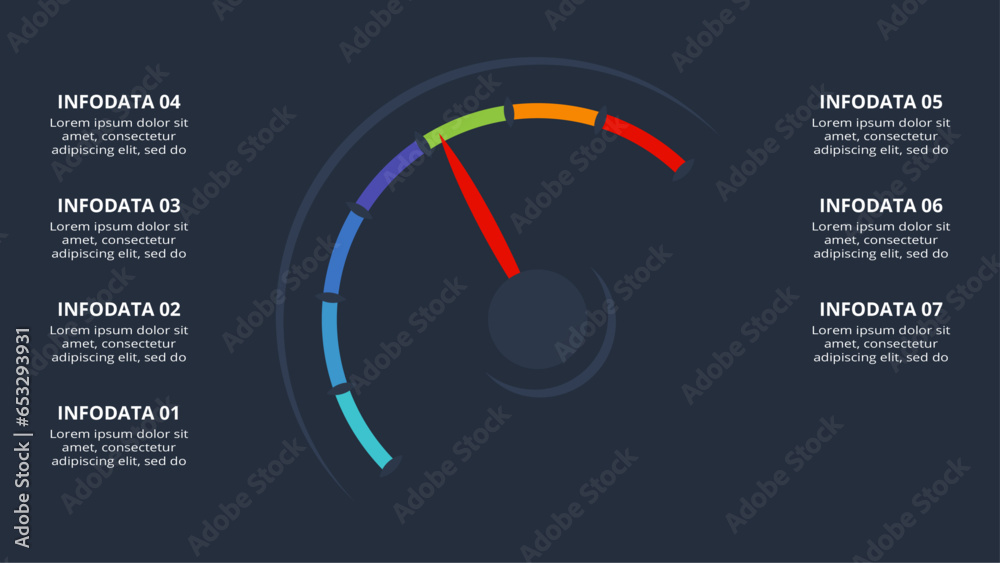 Speedometer infographic with 7 elements, presentations, vector ...