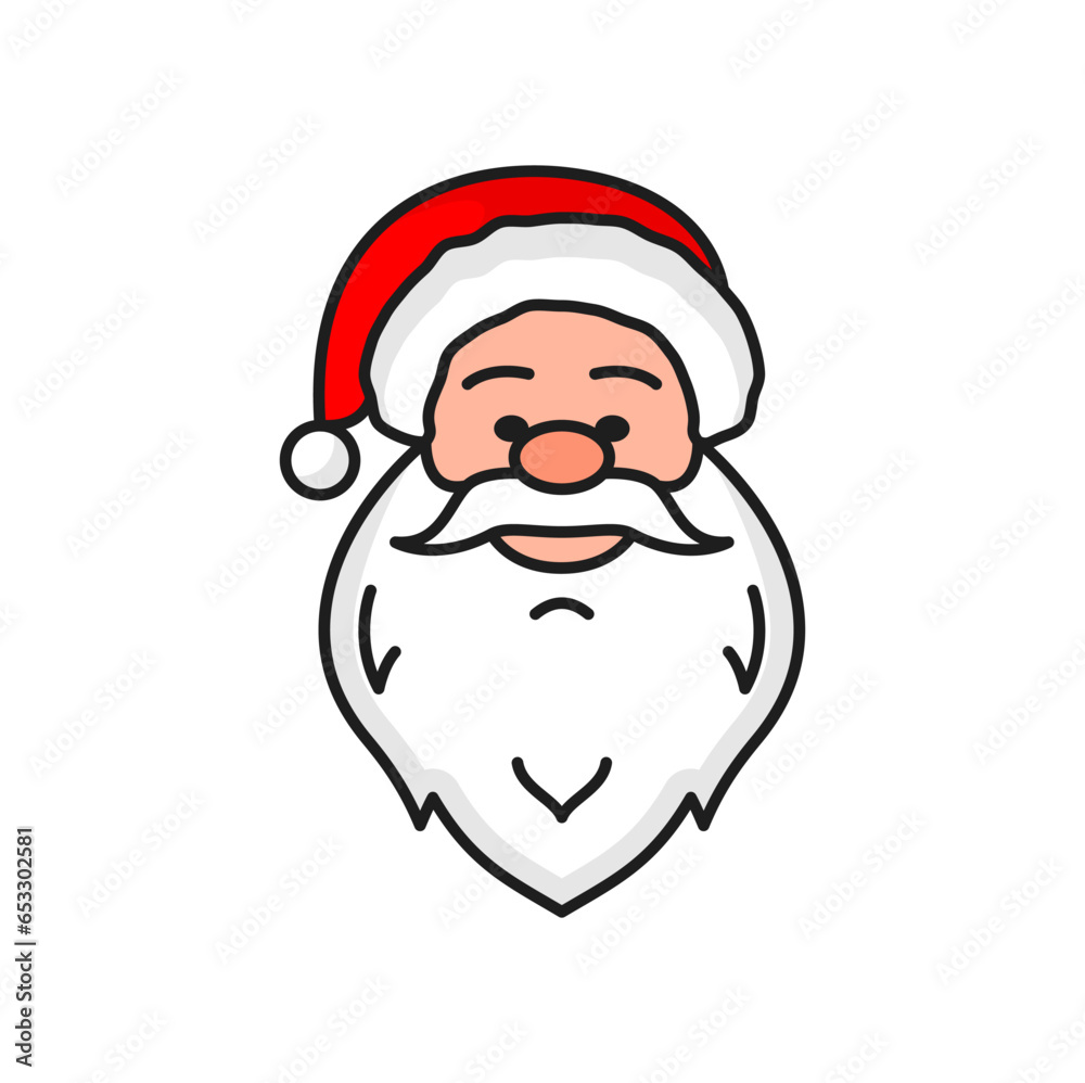 Santa Claus New Year and Christmas character face portrait line art ...