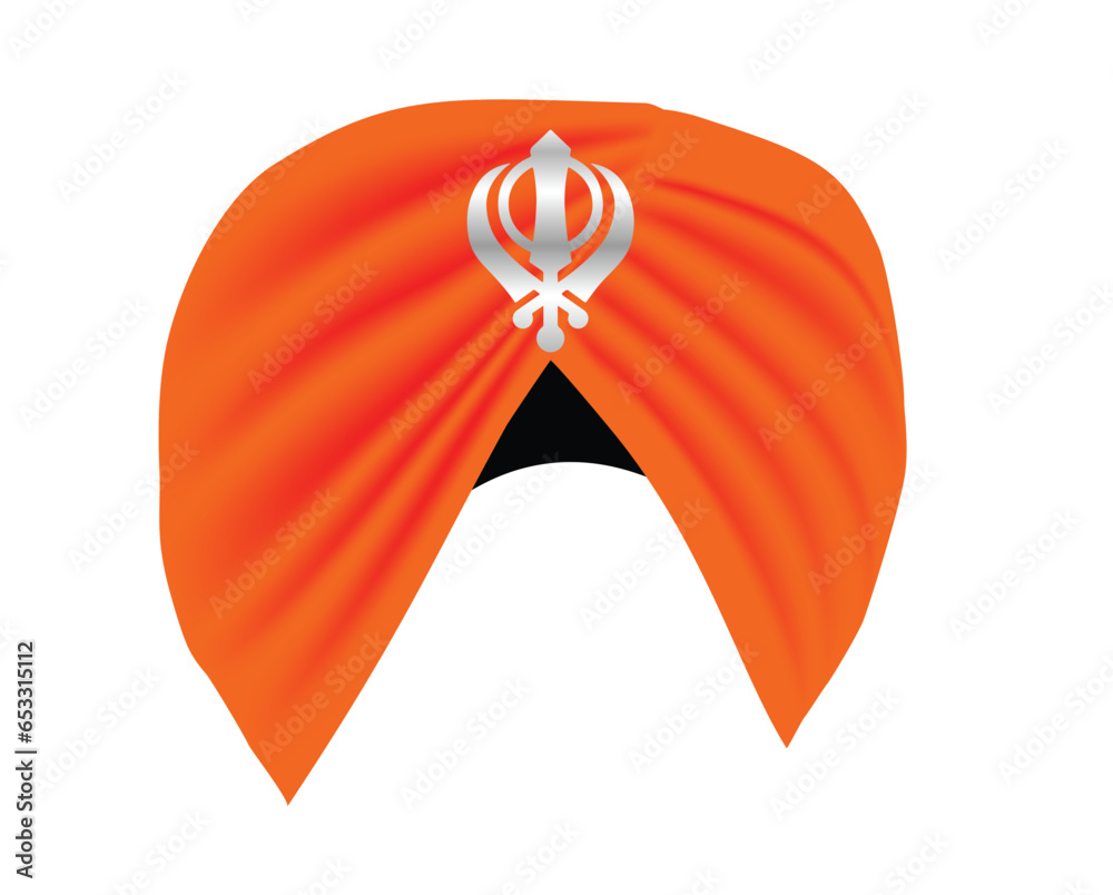 Indian Religion sikh Turban realistic vector orange with sikh religious ...