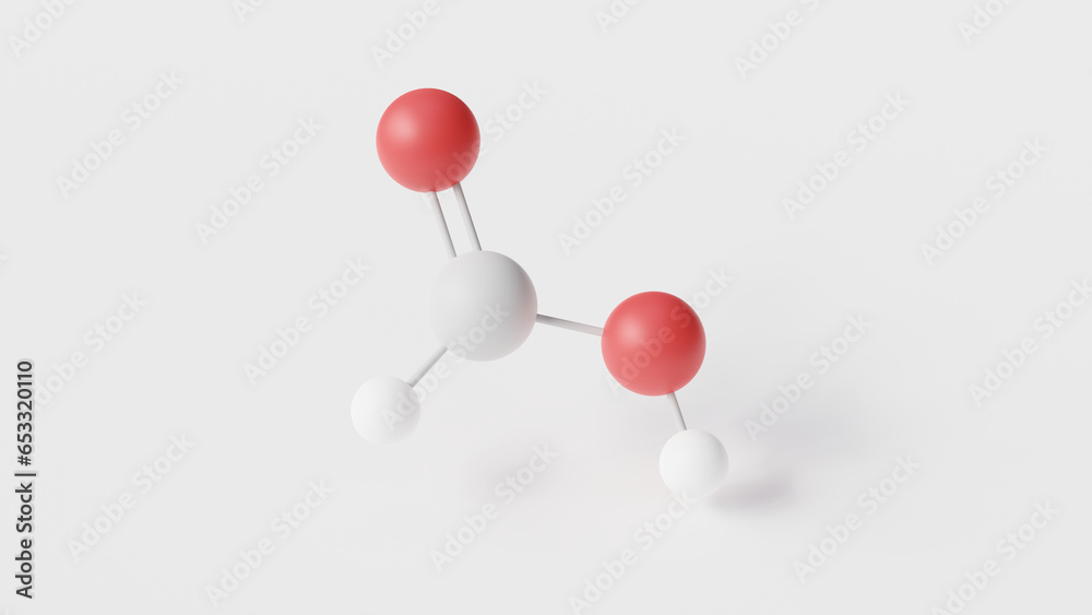 formic acid molecule 3d, molecular structure, ball and stick model ...