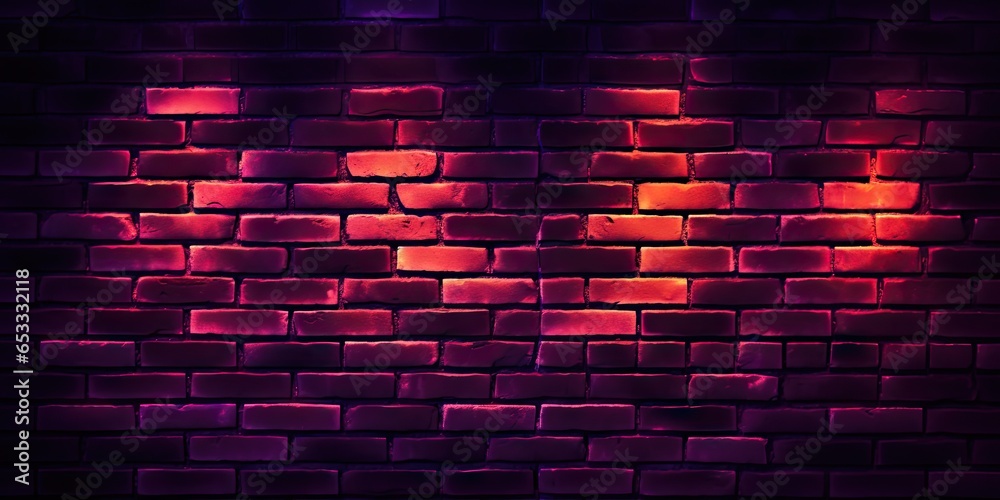 Urban elegance. Neon lit brick wall texture. Grunge glow. Retro ...