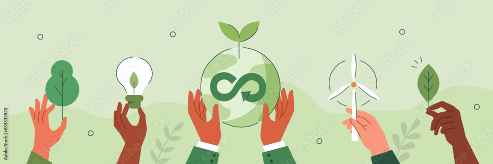 Climate change illustration set. Collections of hands holding planet ...