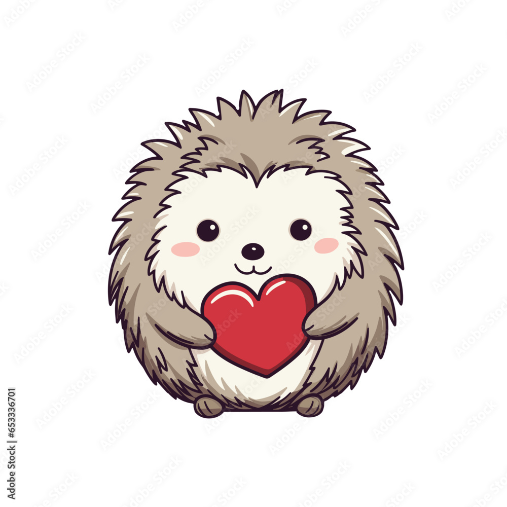 Vector clipart, cute hedgehog vector clipart, heart Stock Vector ...