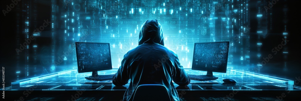 hacker - visualization of cyber attacks, cyber crime and virus alert Stock Illustration | Adobe ...