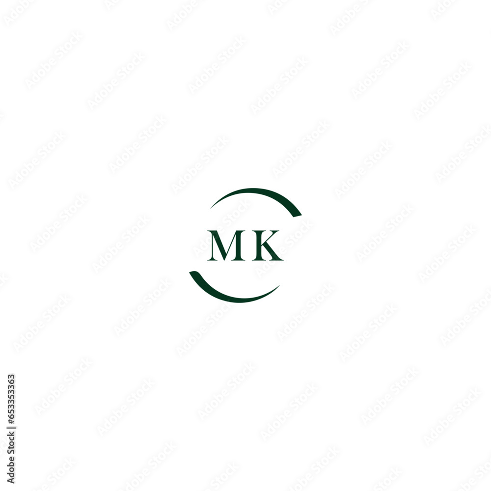 MK letter logo design in six style. MK polygon, circle, triangle ...