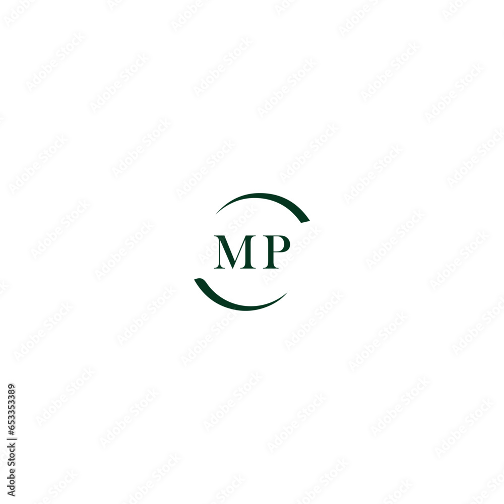Vecteur Stock MP letter logo design in six style. MP polygon, circle ...