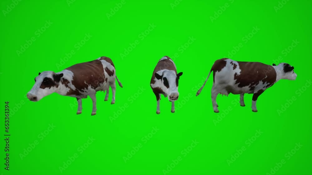 3D cow animation from three different angles to visualize the visual ...