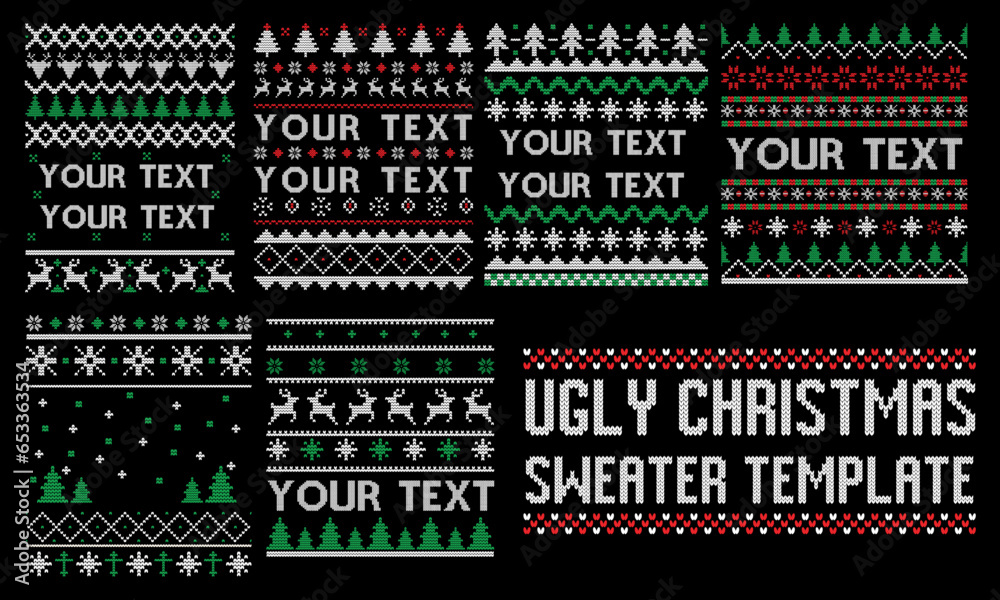 Ugly Christmas sweater templete Stock Vector | Adobe Stock