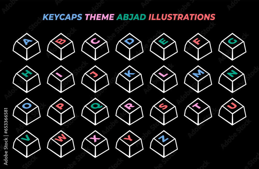 illustration of the letters a to z keyboard. Mechanical Keyboard Switch ...