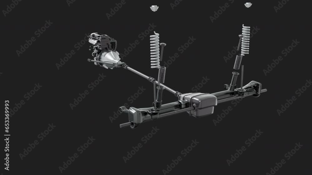 3D animation of the engineering assembly process of the complex car ...