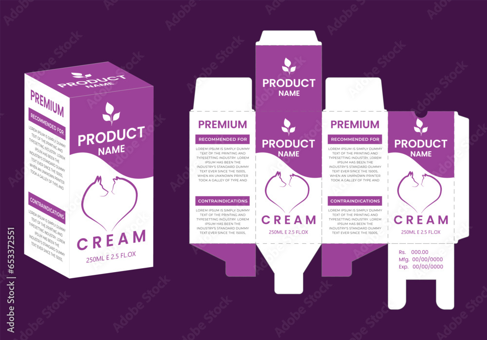 Supplements and Cosmetic box design, Package design template, box ...