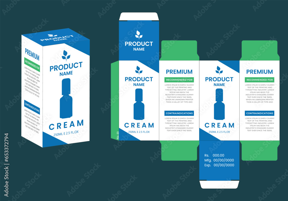 Supplements and Cosmetic box design, Package design template, box ...