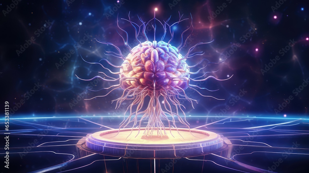 human brain synapse scan illustration science background, idea ...