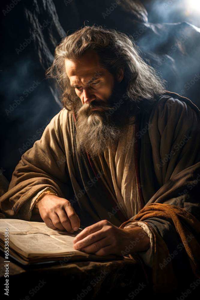 Hilkiah the high priest discovers and reads the scroll with the sacred ...