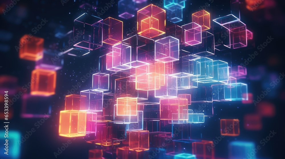 3d voxel artificial cubes illustration futuristic pixel, virtual render ...