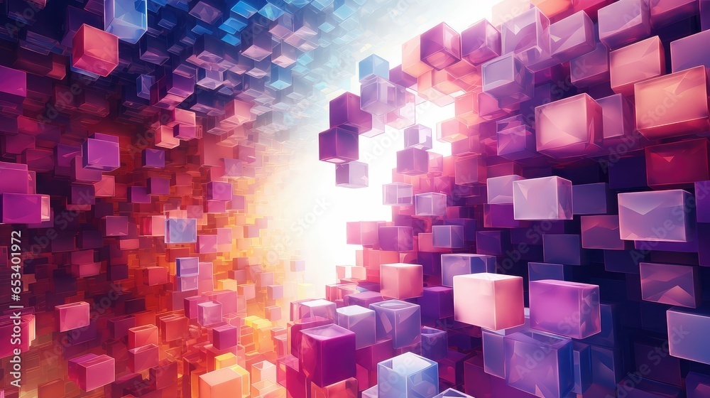 abstract voxel artificial cubes illustration 3d futuristic, pixel ...