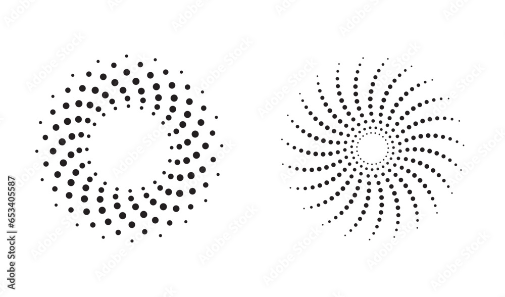 Fibonacci Dotted Spiral art element on a white background. Swirl ...