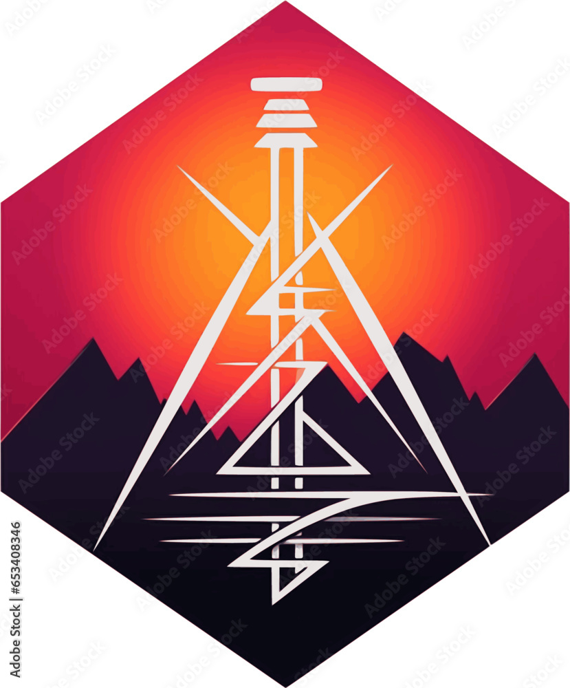 Electricity Station Landscape Logo Design verctor on transparent ...
