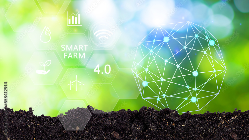 Smart farm, agriculture concept with infographics Smart farming and ...