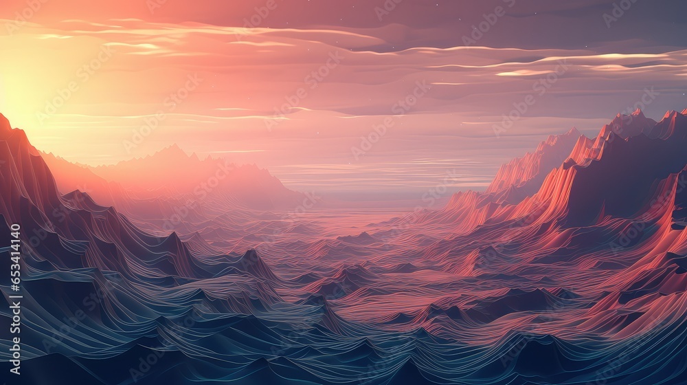 abstract voxel surface landscape illustration 3d nature, game earth ...