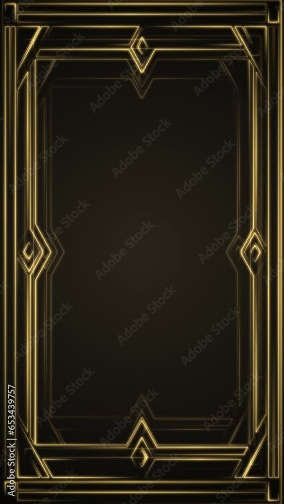 Vertical video - elegant vintage golden Art Deco frame background ...