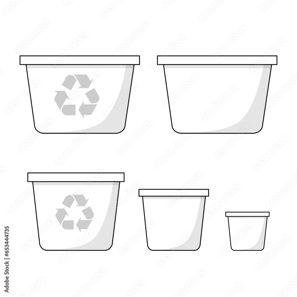 Simple outline vector illustration of waste bins. Closeup сontainers in ...
