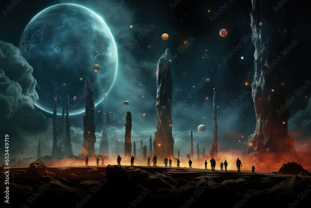 An illustration of cosmic evolution, depicting the formation and ...