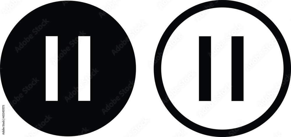 Vecteur Stock Pause stop black icon set. Elements for video streaming ...