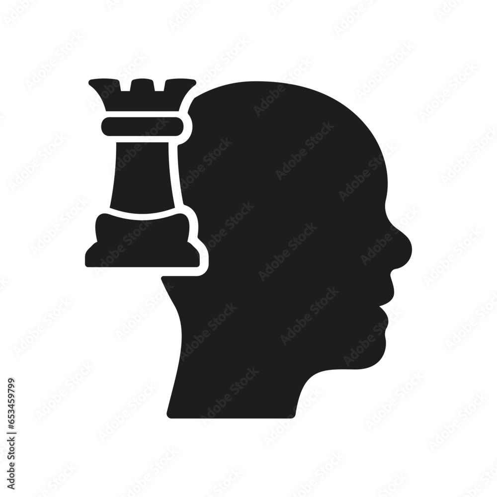 Strategy Think and Decision Silhouette Icon. Strategic Thinking Glyph ...