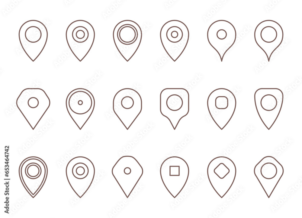 Location pin icon set design. Map pin place marker signs. Location icon ...