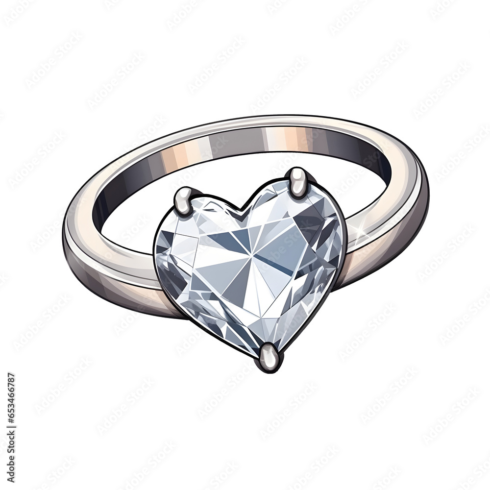 Cartoon heart-shaped diamond ring clipart, valentines day artwork ...