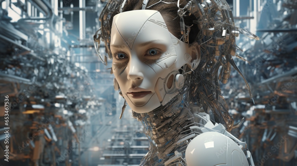 a hyper-realistic scene showcasing the artistry of Machine Learning ...