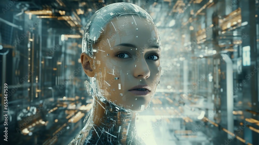 a hyper-realistic scene showcasing the artistry of Machine Learning ...