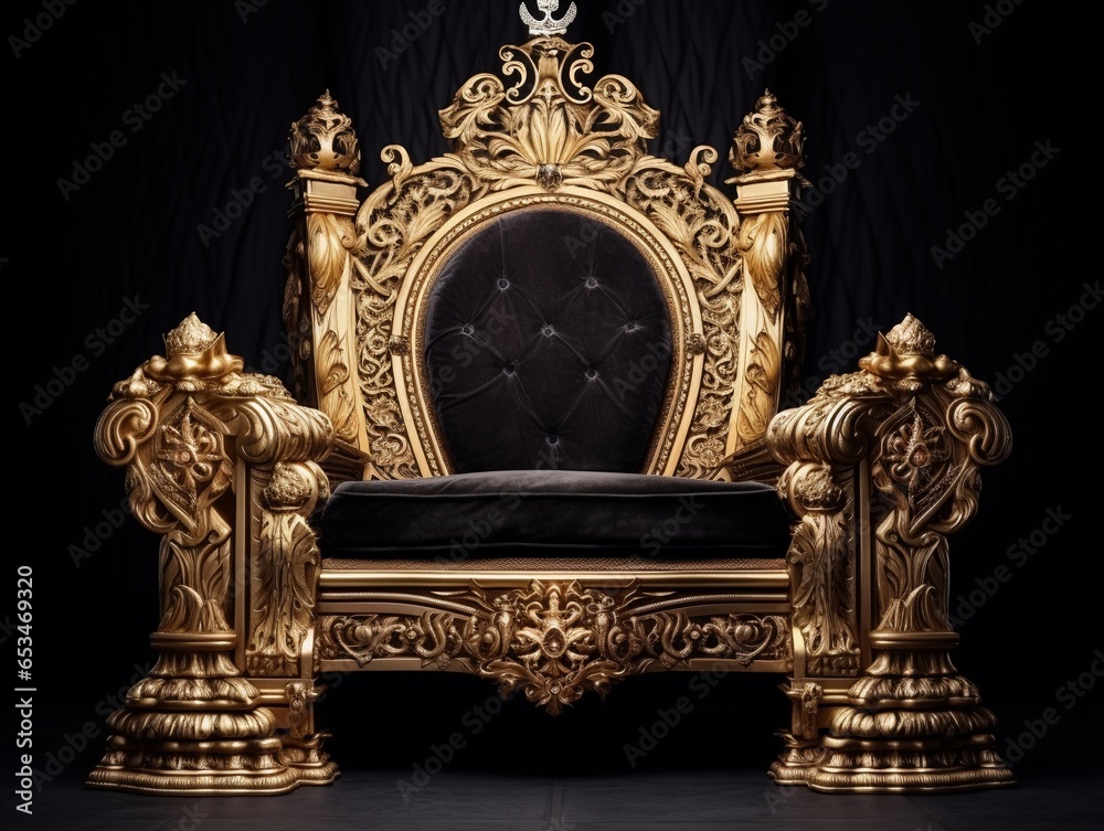 Royal throne. dark Gothic throne, front view, evil and luxury ...