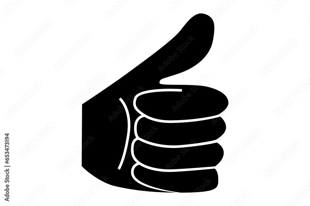 Thumbs up black silhouette, PNG illustration, icon, sign, sticker ...