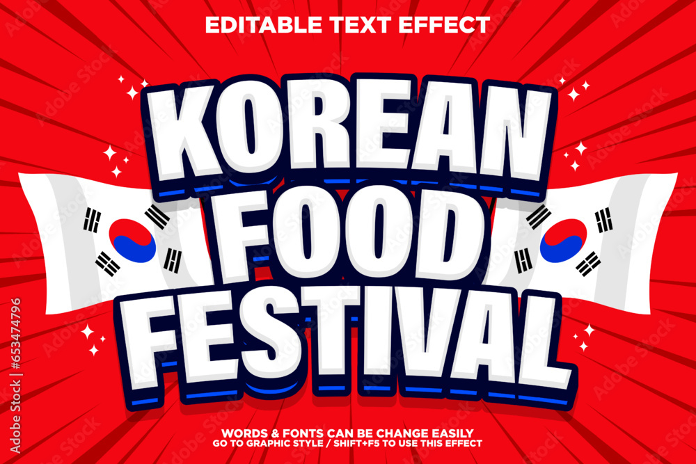 Editable text effect Food Festival 3d Traditional Cartoon template ...