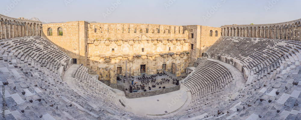 Aspendos Ancient City. Aspendos acropolis city ruins, cisterns ...