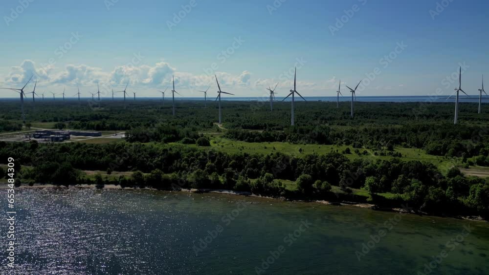 Solar power plant and Windmills aerial view, wind turbine in an ...