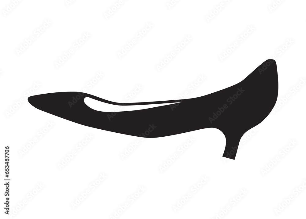Kitten-heel shoe, women's footwear, black silhouette PNG illustration ...