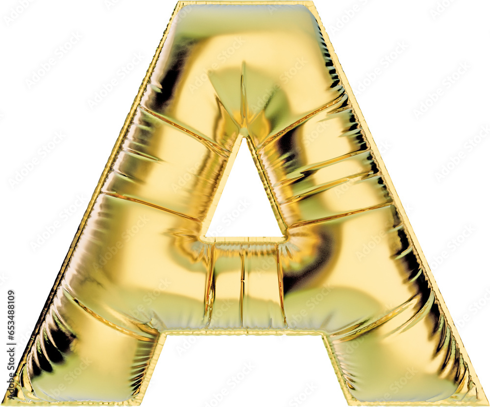 Balloon letter A. Realistic 3D isolated gold helium balloon abc ...