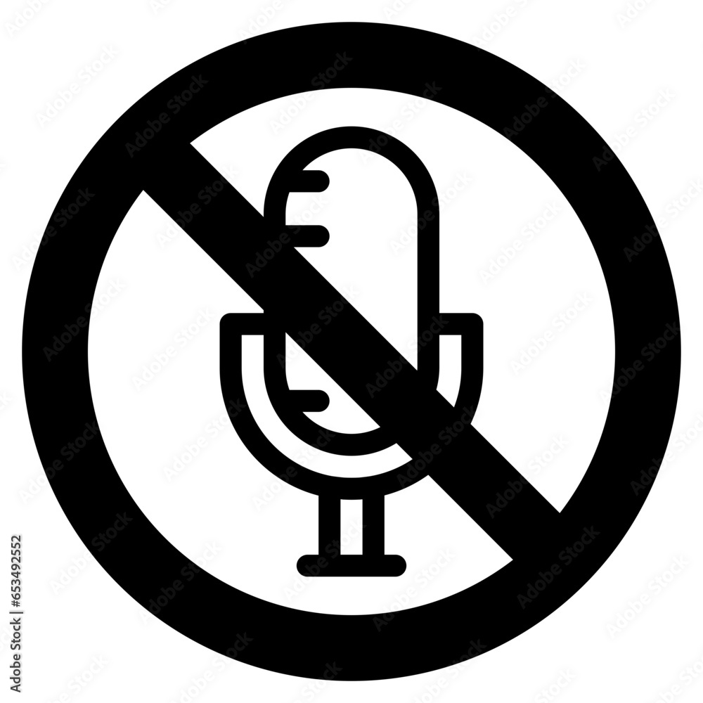 sign, sound, microphone, prohibition, audio Icon, Solid style icon ...