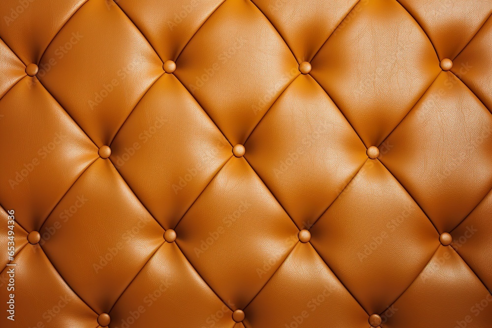Gold leather upholstery. Close-up texture of genuine leather with Brown ...