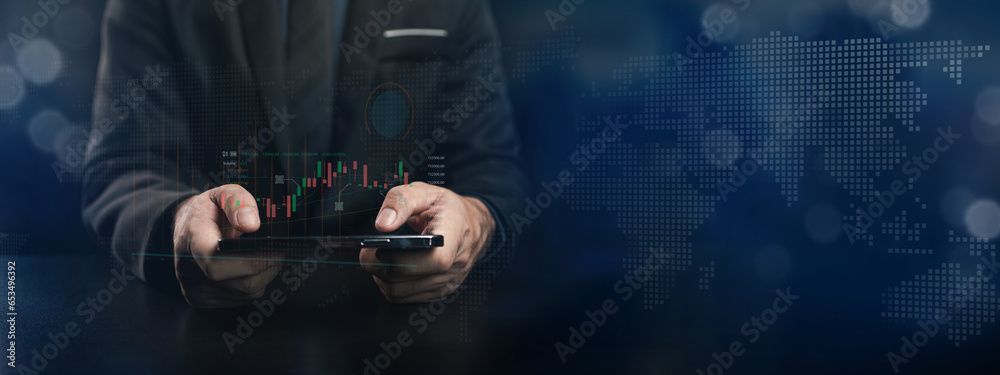 Businessman with Graph Analysis Business traders and investors are ...