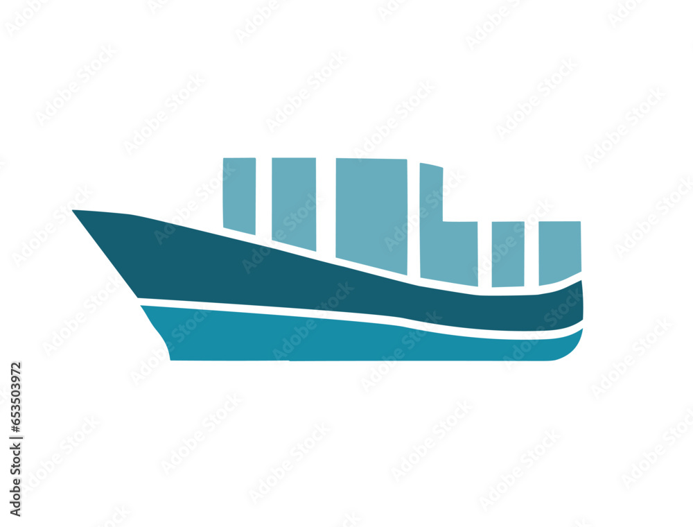 Cargo Big container ship logo tourist PNG design illustration on a ...