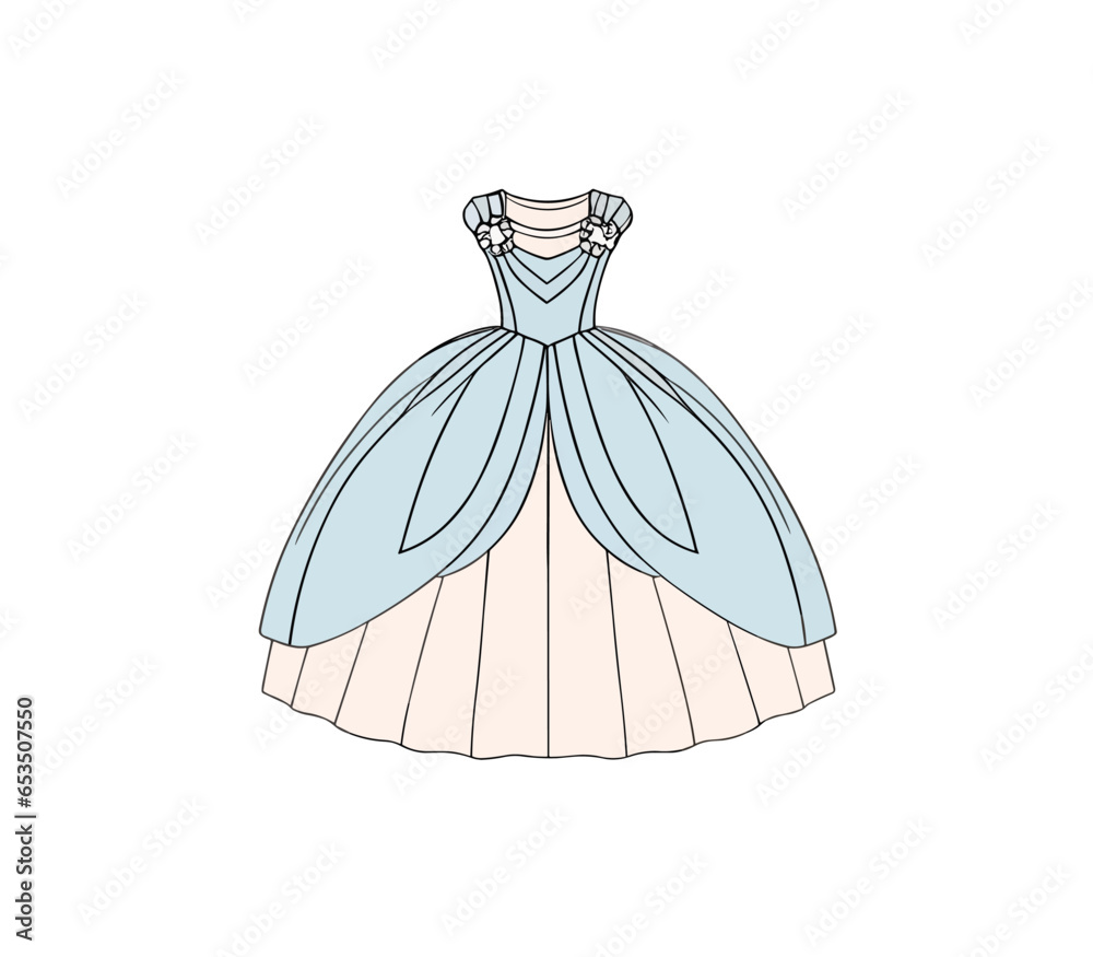 Princess Dress illustration vector cartoon PNG image Stock Vector ...