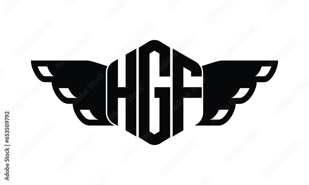 HGF three-letter butterfly iconic logo design vector template | polygon ...