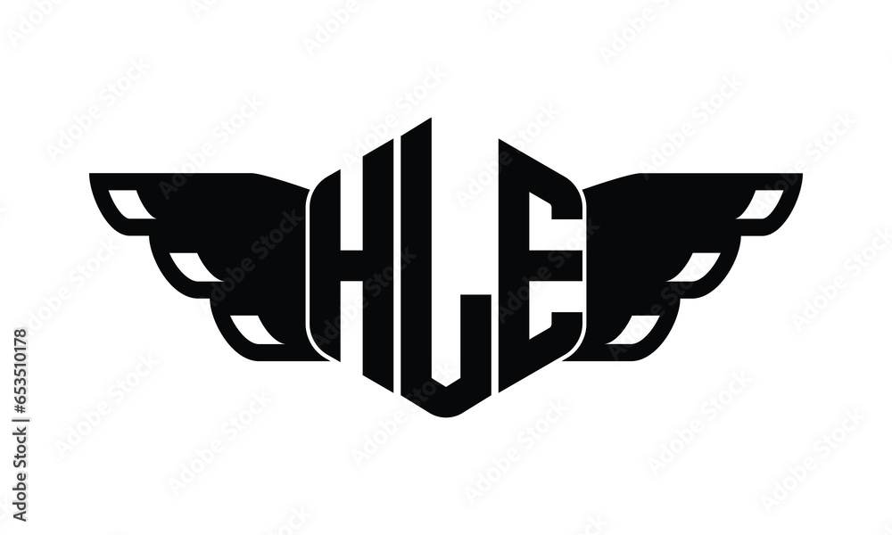 HLE three-letter butterfly iconic logo design vector template | polygon ...