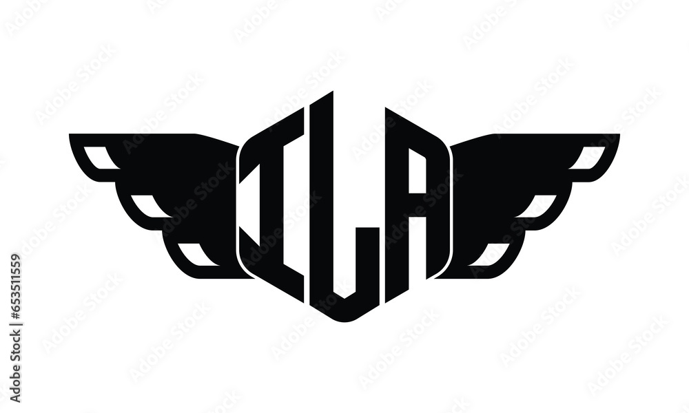 ILA three-letter butterfly iconic logo design vector template | polygon ...