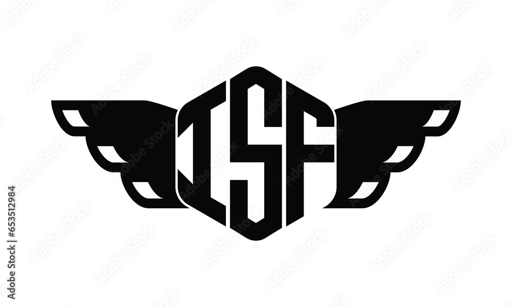 ISF three-letter butterfly iconic logo design vector template | polygon ...