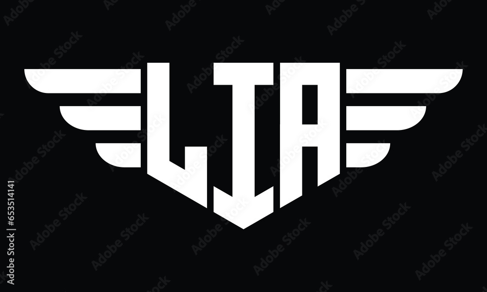 LIA three letter logo, creative wings shape logo design vector template ...